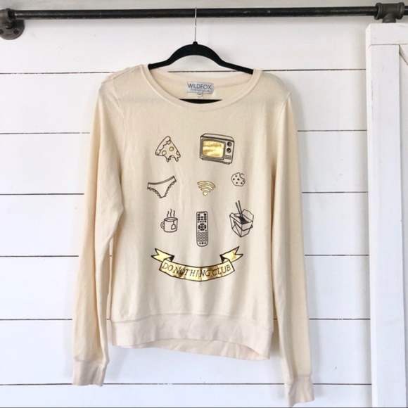 Wildfox | Tops | Rare Wildfox Do Nothing Club Cream Gold Metallic ...
